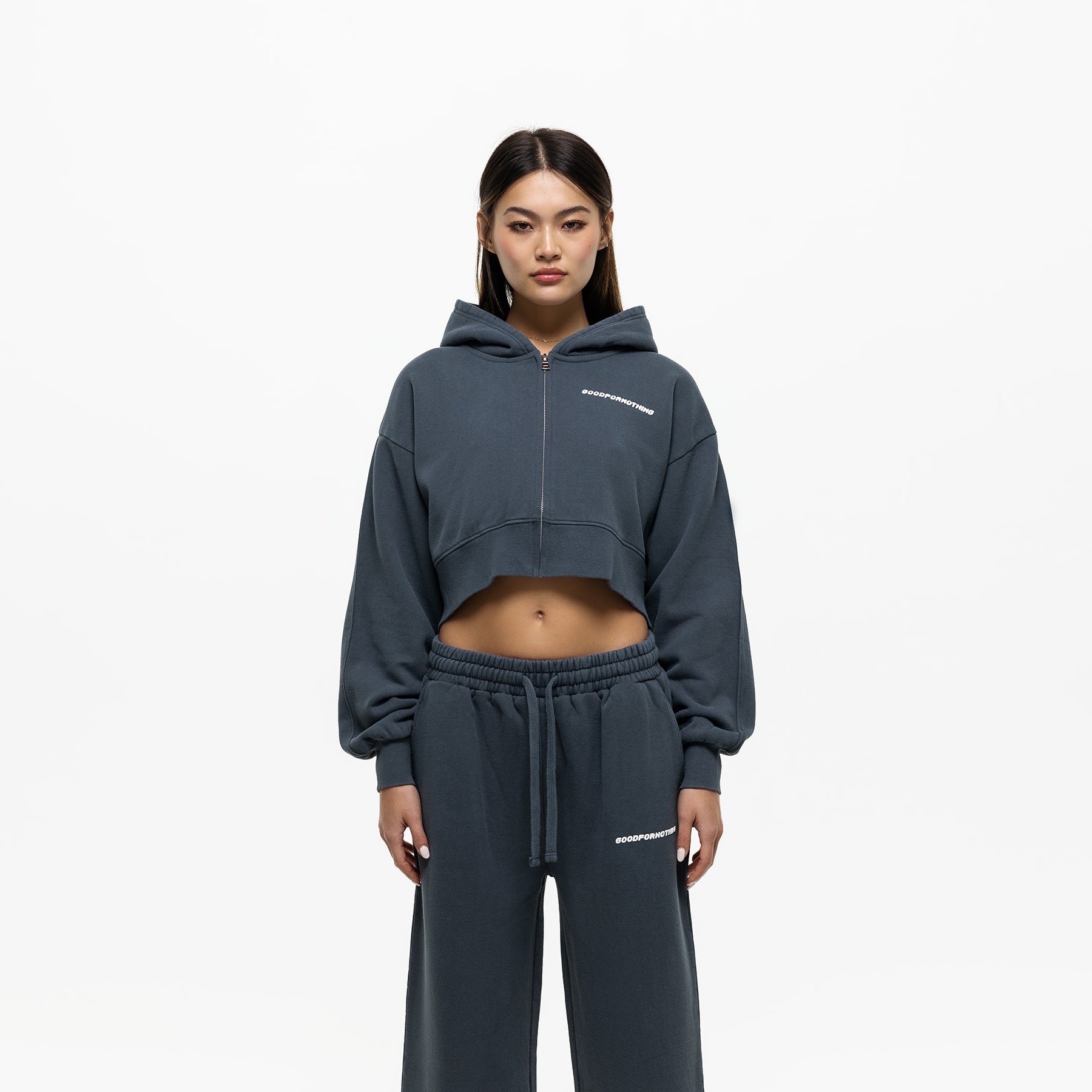 Vintage Washed Blue Zip Hoodie – GOODFORNOTHING®
