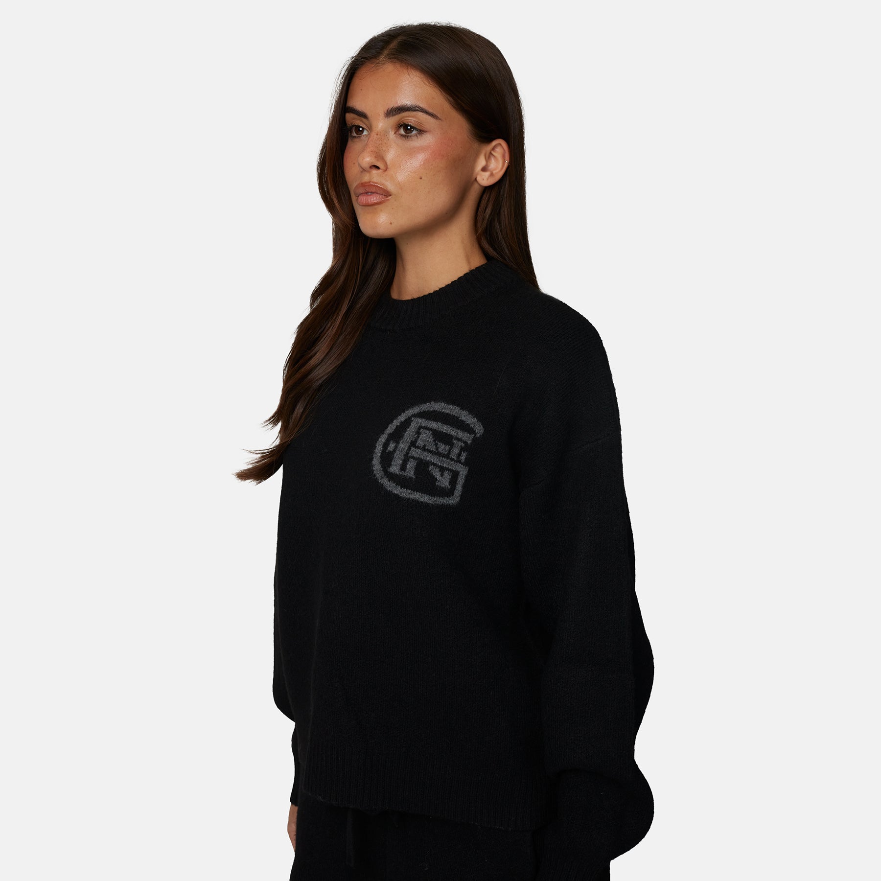 Monogram Fluffy Knit Black Jumper – GOODFORNOTHING®