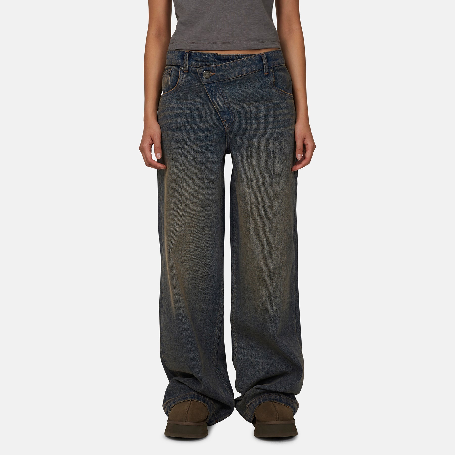 Asymmetric Washed Rust Denim Jean – GOODFORNOTHING®