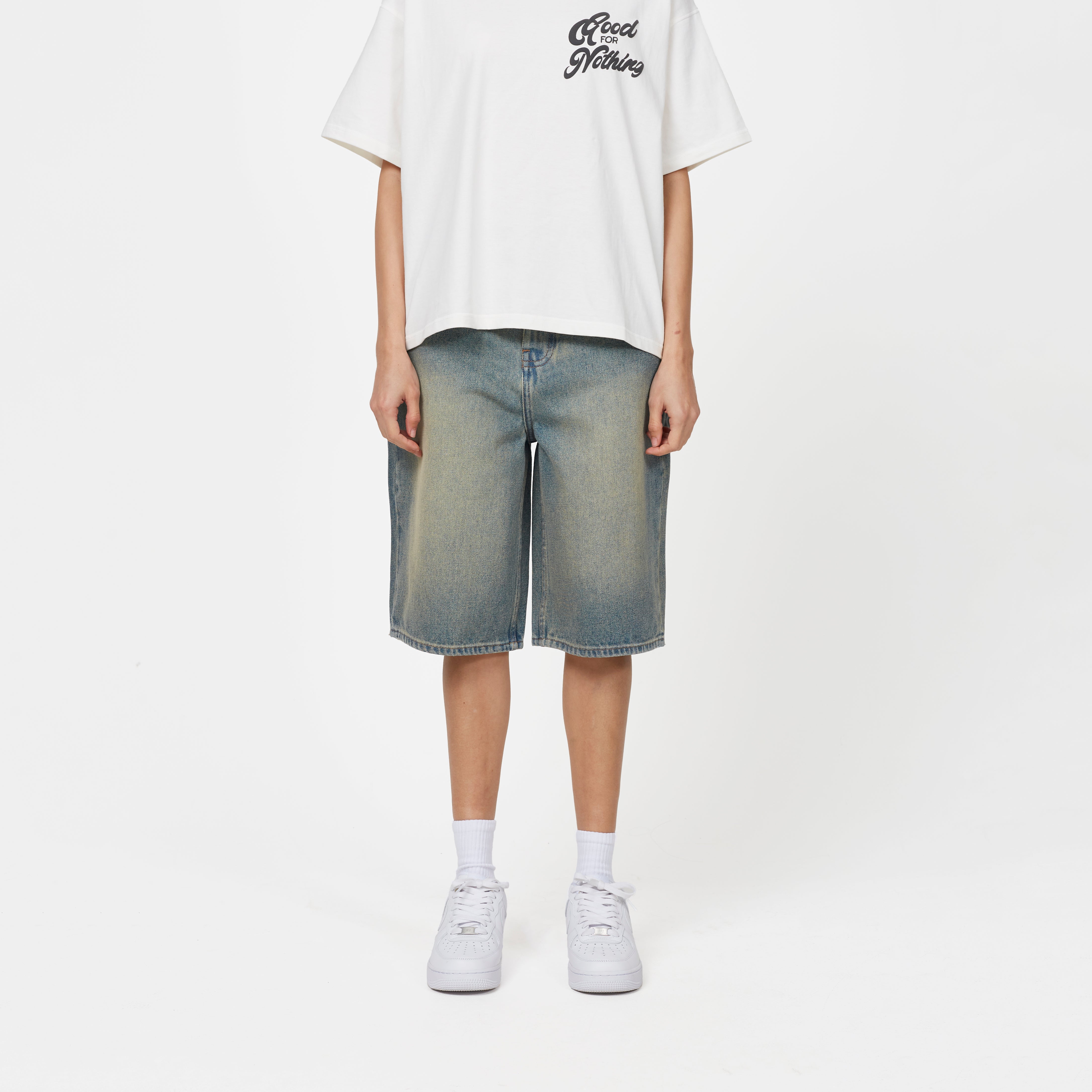 Heavy Washed Faded Blue Jorts – GOODFORNOTHING®